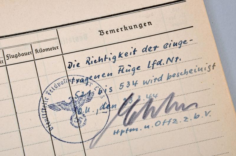 Regimentals | GERMAN WWII LUFTWAFFE LOGBOOK OF AIR GUNNER WITH NIGHT ...