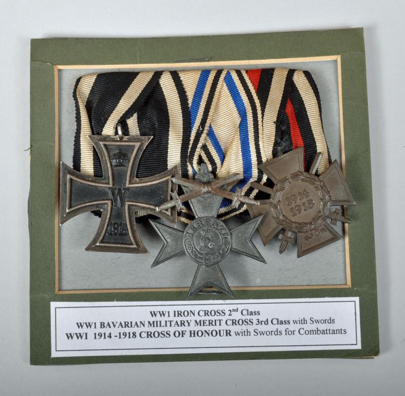 Regimentals | GERMAN WWI THREE MEDAL MOUNTED GROUP.
