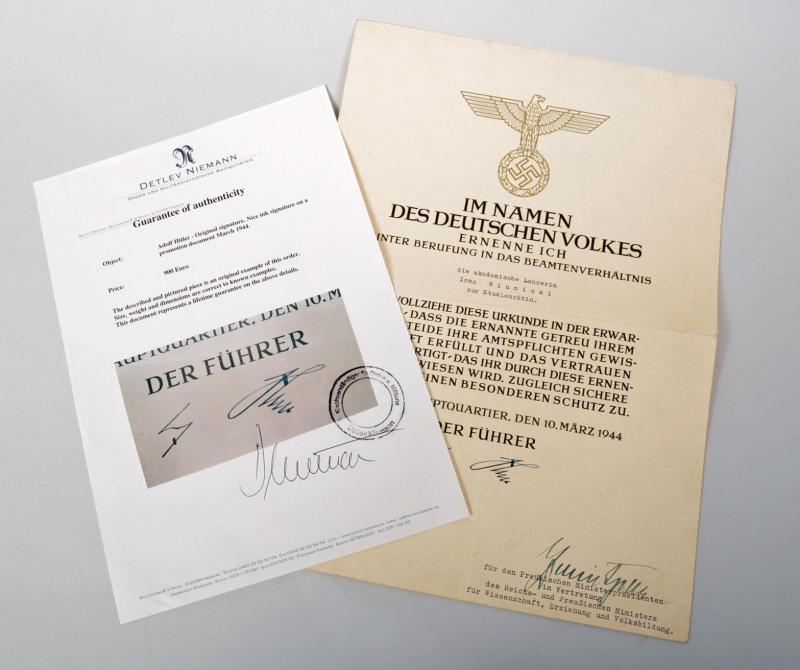 Regimentals | GERMAN WWII ADOLF HITLER SIGNATURE.