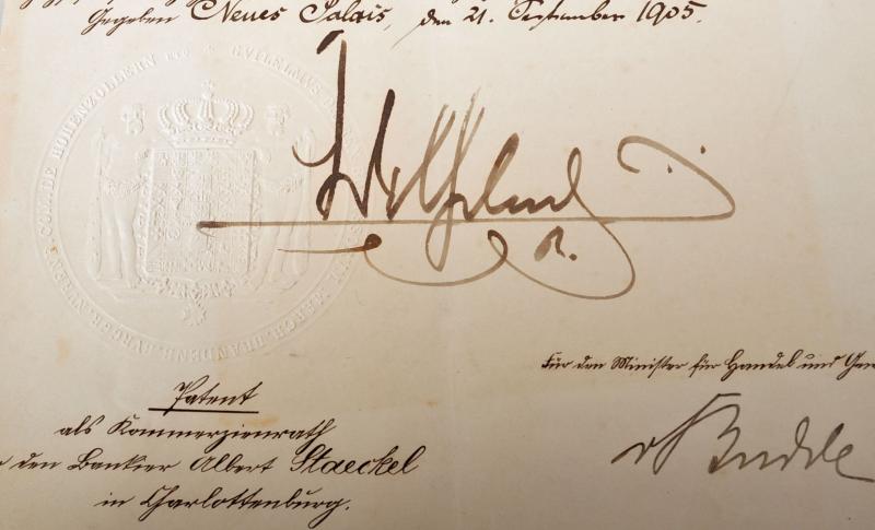 Regimentals | GERMAN WWI KAISER WILHELM SIGNATURE.