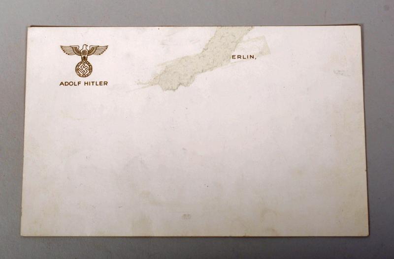Regimentals | GERMAN WWII ADOLF HITLER NOTE CARD.