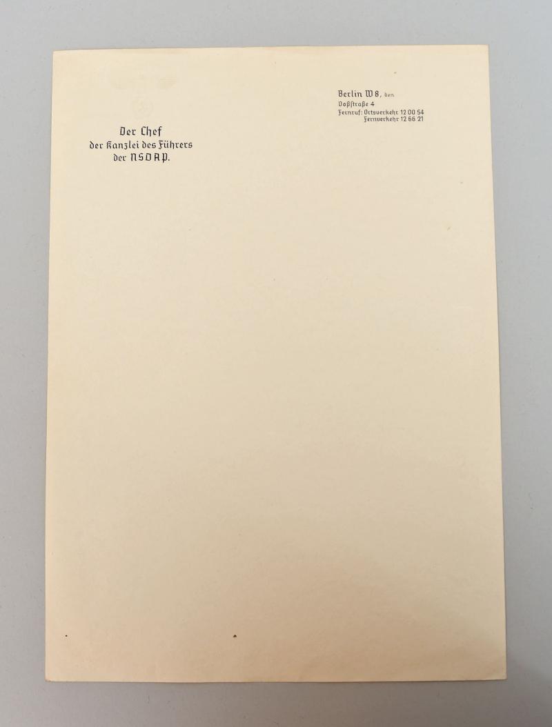 Regimentals | GERMAN WWII MARTIN BORMANN HEADED PAPER.