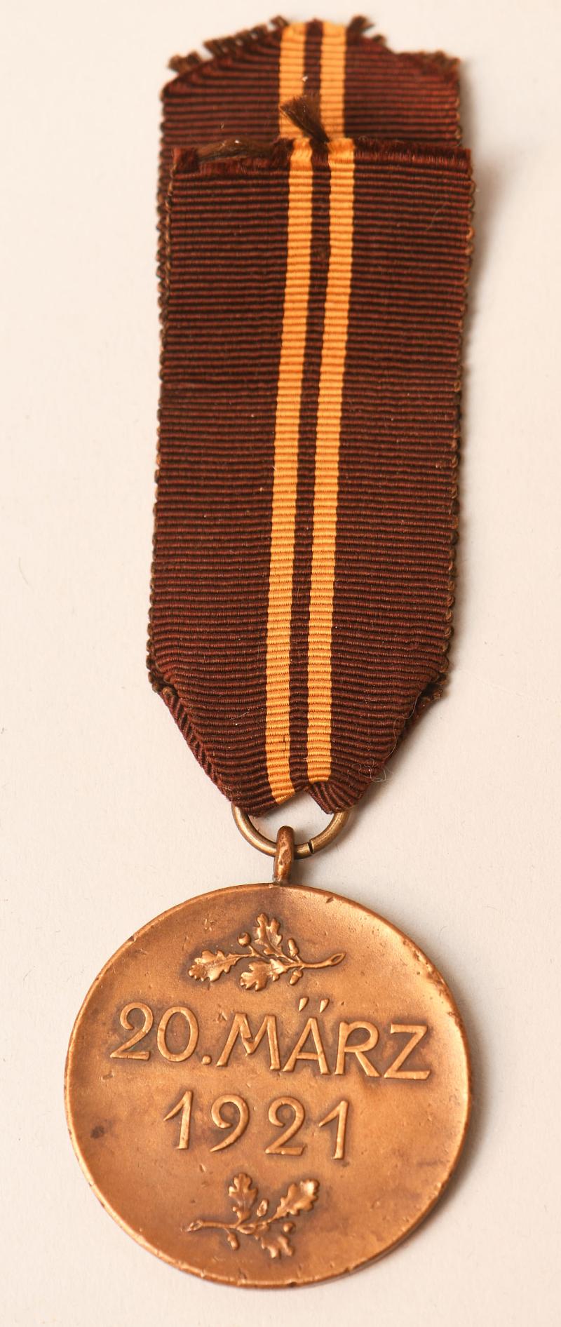 Regimentals | GERMAN WWI OBER SCHLESIEN 20TH MARCH 1921 MEDAL.