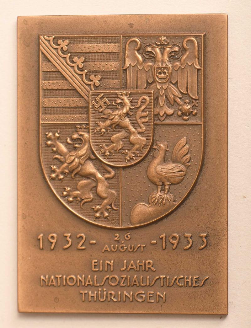 Regimentals | GERMAN WWII THURINGEN NATIONAL SOCIALIST PLAQUETTE.