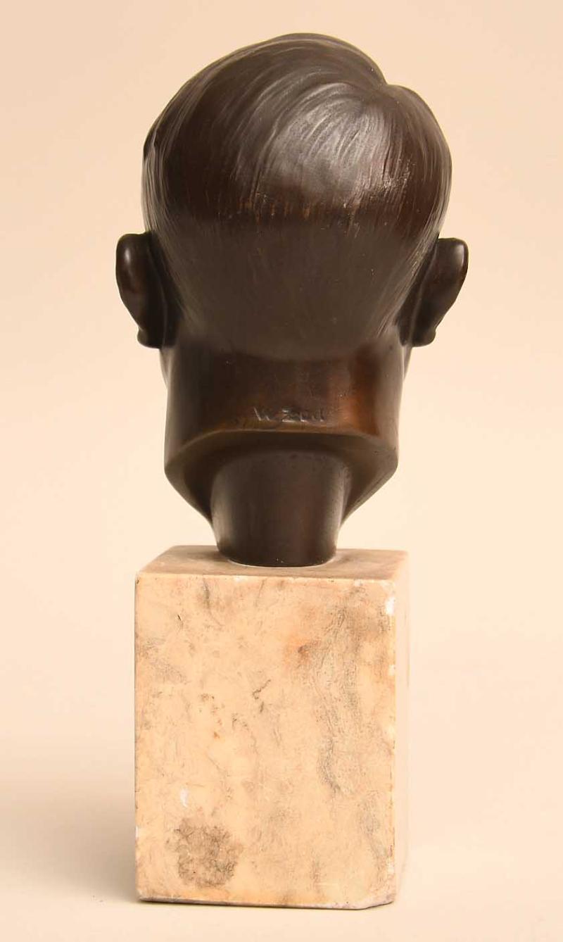 Regimentals | GERMAN WWII ADOLF HITLER HEAD FITTED TO A MARBLE BASE.