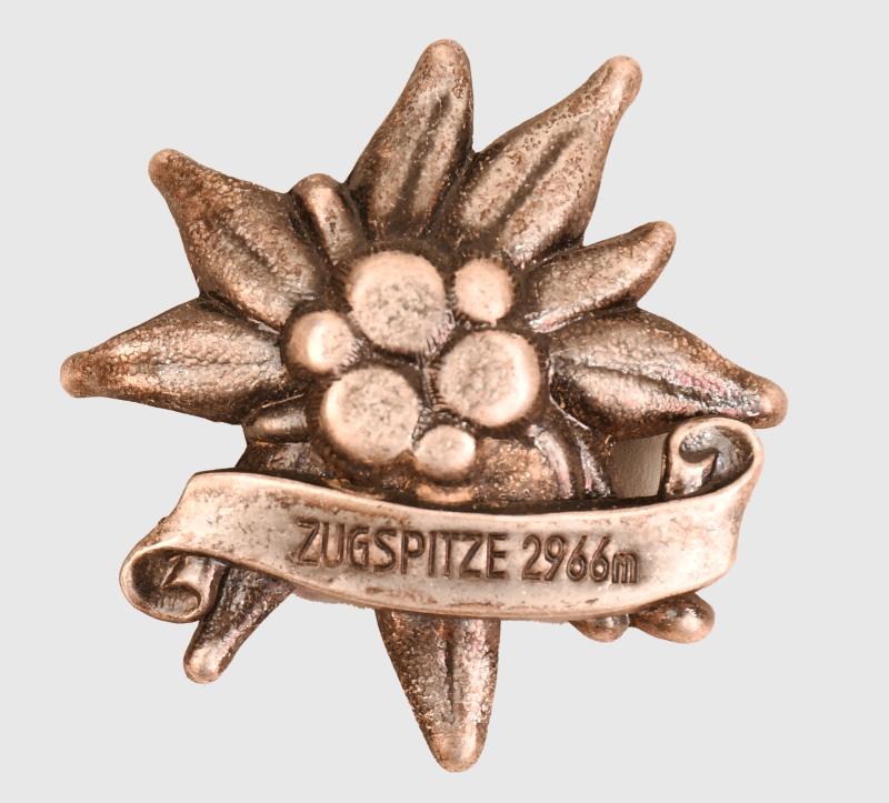 Regimentals | GERMAN WWII EDELWEISS BADGE WITH SCROLL ZUGSPITZE 2966M.