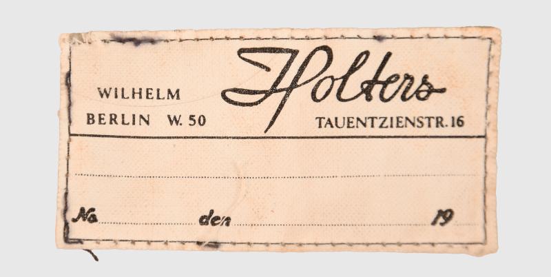 Regimentals | GERMAN WWII HOLTERS TAILOR’S LABEL.
