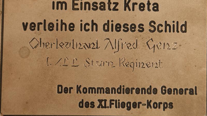 Regimentals | GERMAN WWII FALLSCHIRMJAGER KRETA AWARD PLAQUE